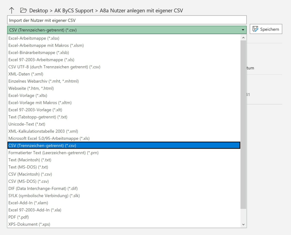 ByCS | Nutzende anlegen mit eigener CSV
