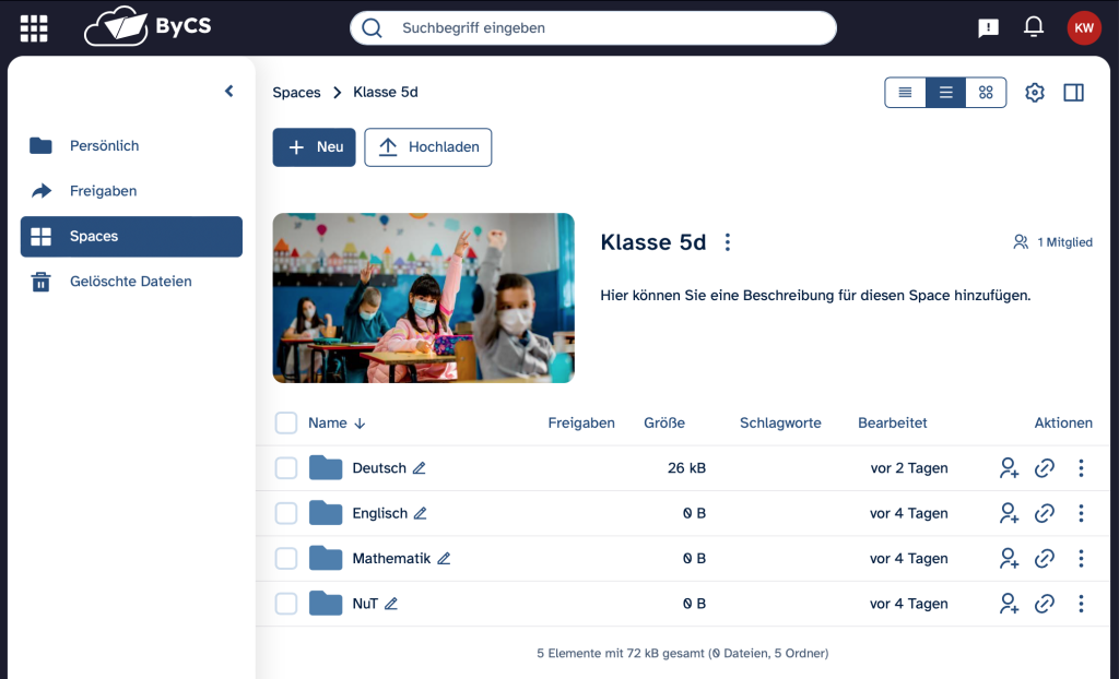 ByCS | Mit Spaces arbeiten (Web-Client)
