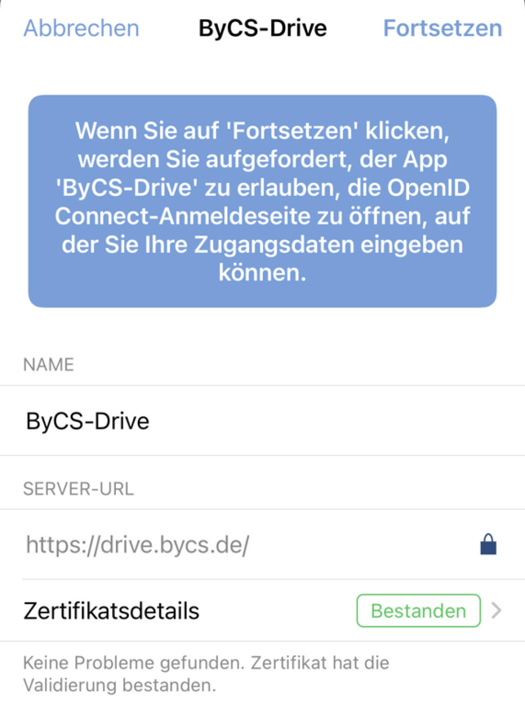 ByCS | Mobile-Client installieren und sich anmelden (iOS)
