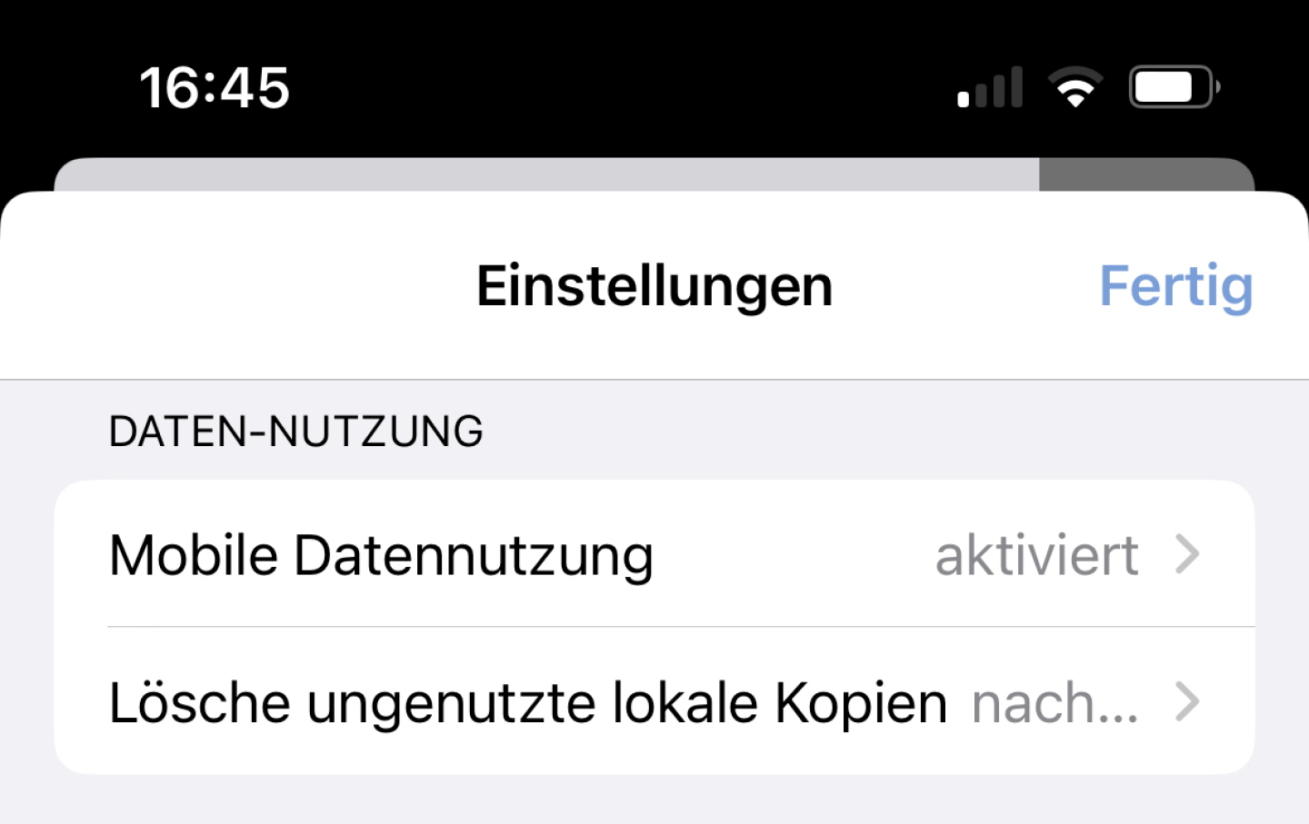 ByCS | Datennutzung verwalten (iOS)