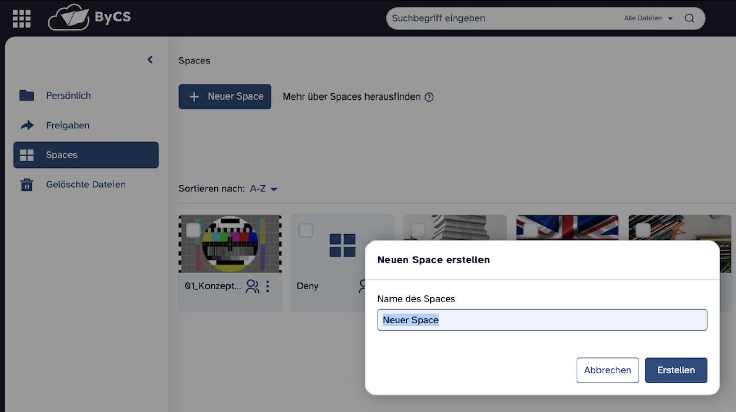 ByCS | Spaces anlegen (Web-Client)