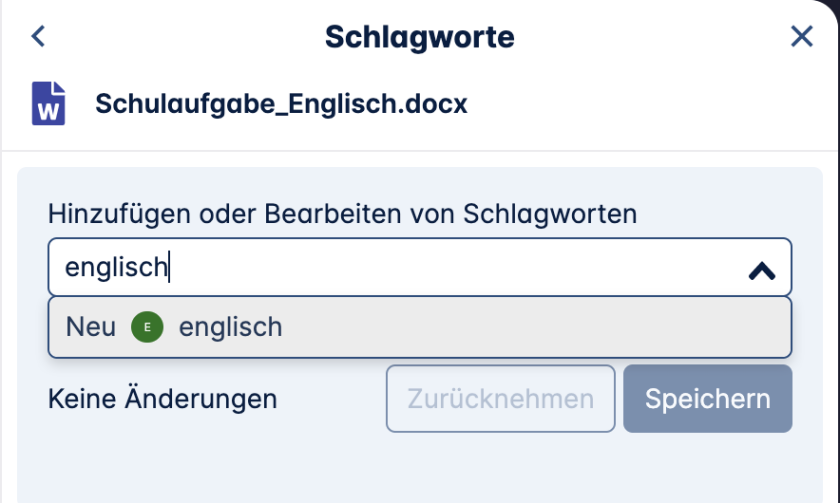 ByCS | Schlagworte erstellen (Web-Client)