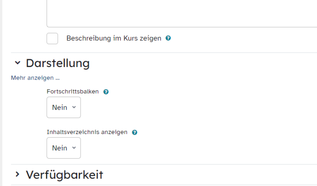 ByCS | Lektion – Darstellungen einstellen
