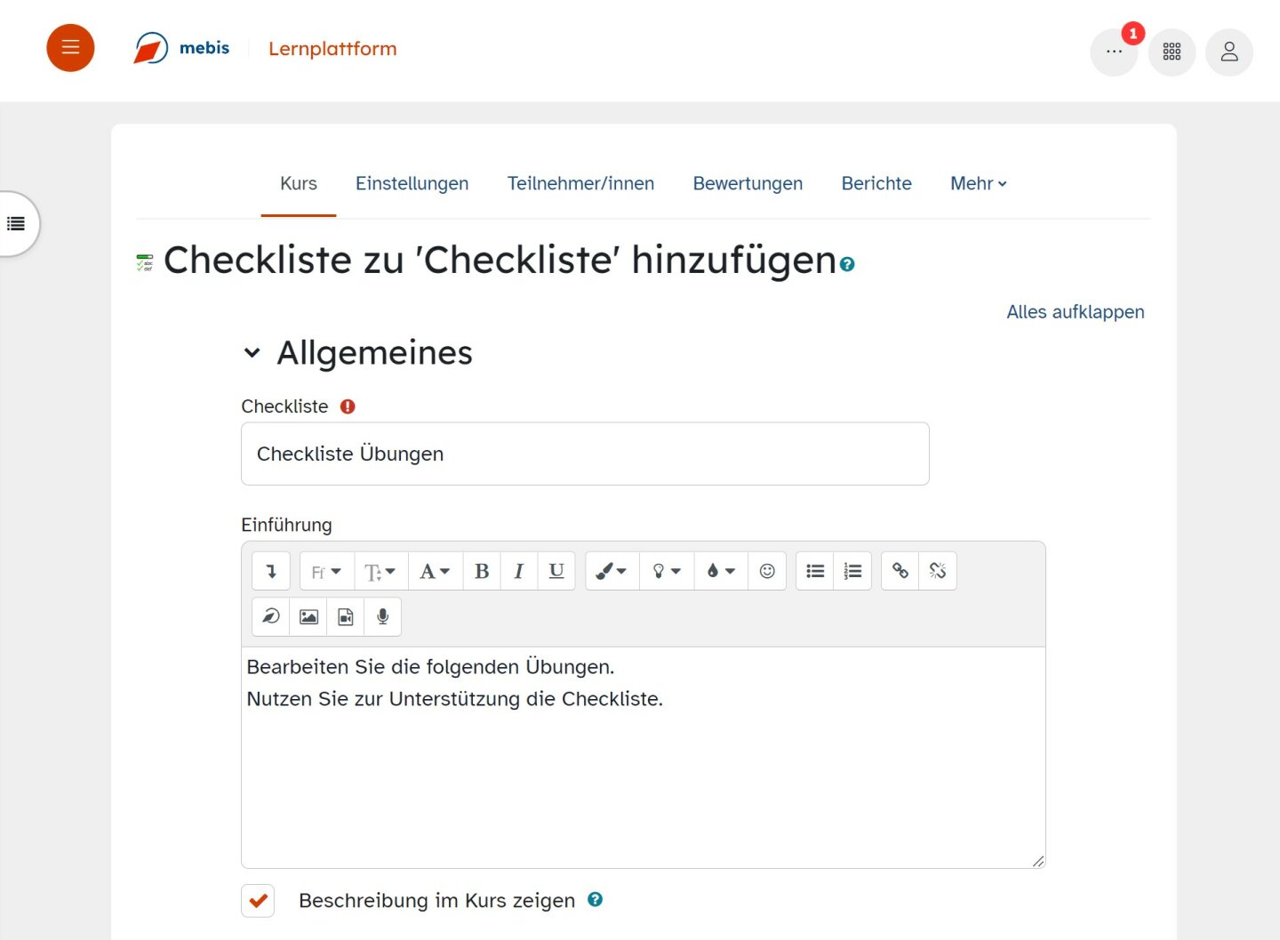 ByCS | Checkliste anlegen