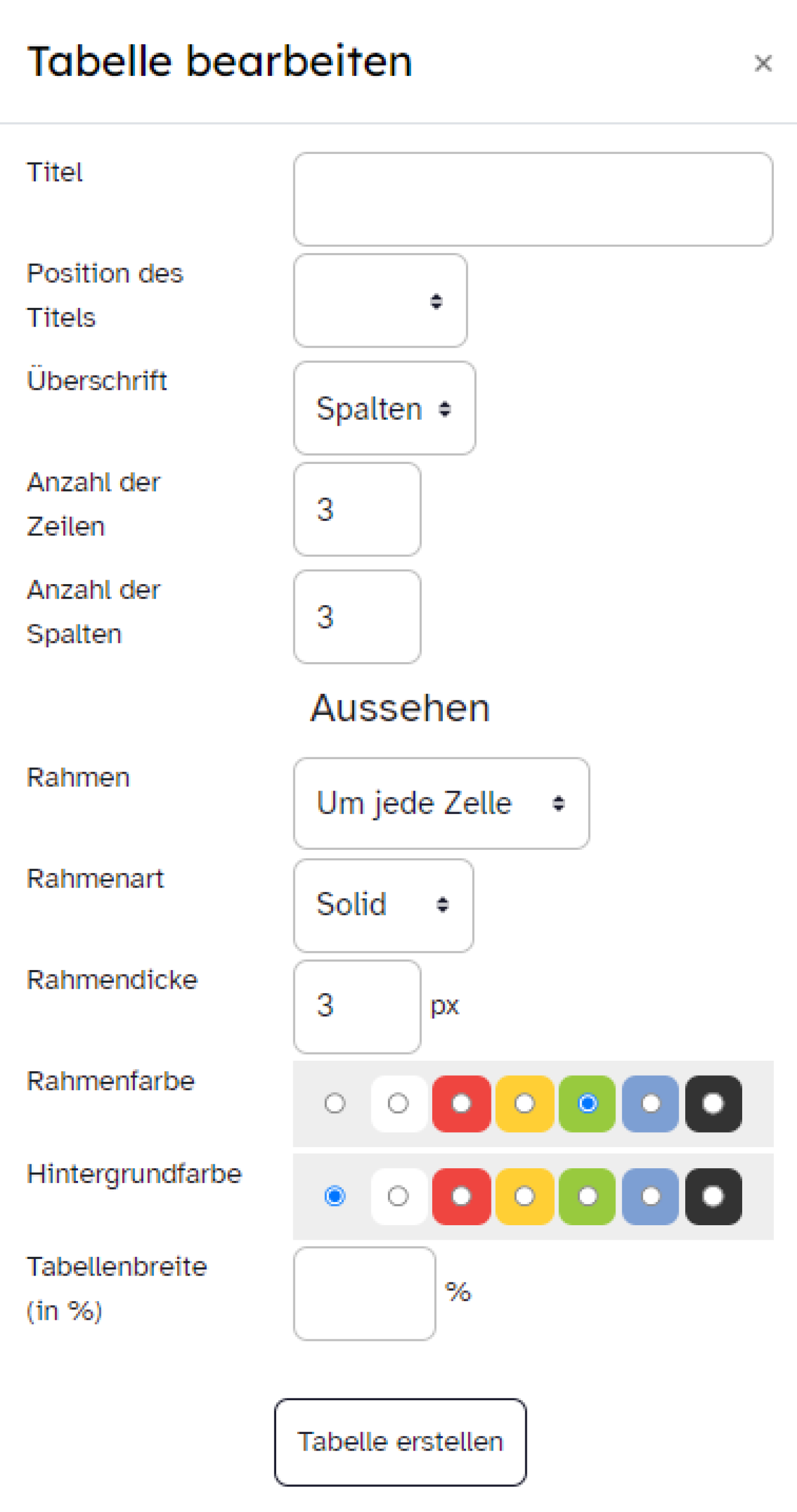 ByCS | Texteditor - Tabellen anlegen