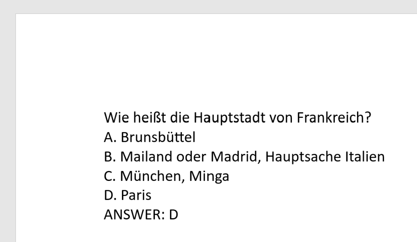 ByCS | Test - Fragensammlung: Fragen aus Textdatei importieren