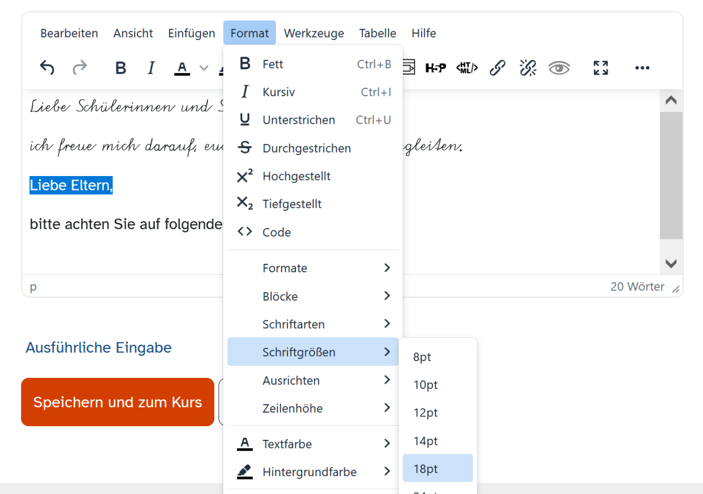ByCS | Texteditor - Schrift ändern