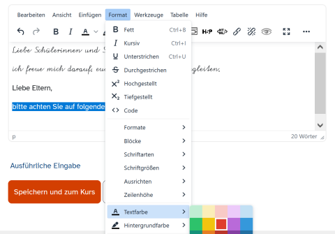 ByCS | Texteditor - Schrift farbig hervorheben