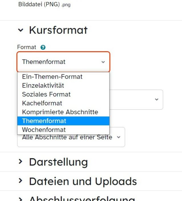 ByCS | Ein-Themen-Format einstellen