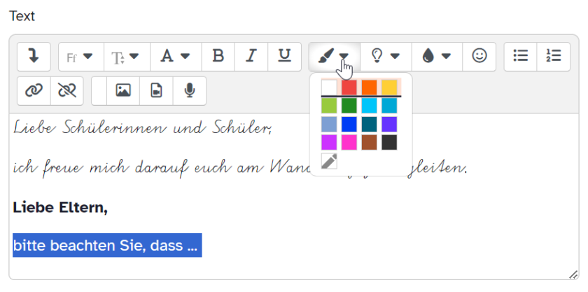 ByCS | Editor Atto - Schrift farbig hervorheben