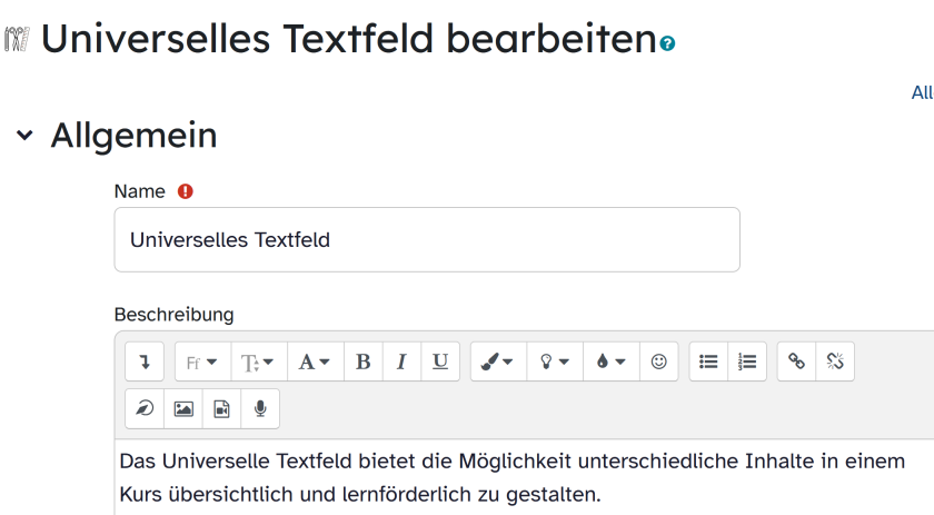 ByCS | Universelles Textfeld anlegen