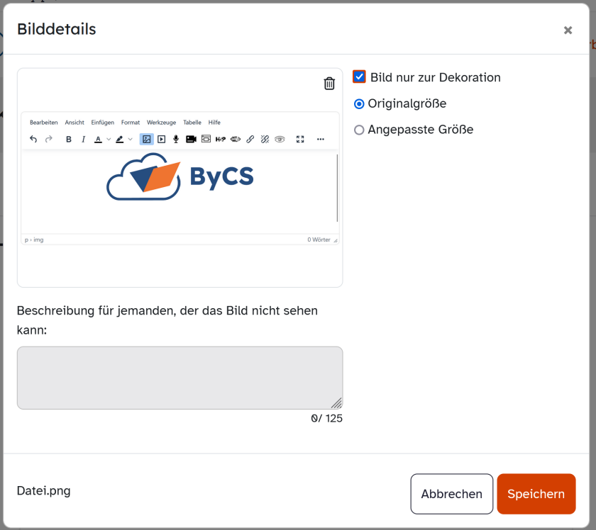 ByCS | Texteditor - Bild einfügen