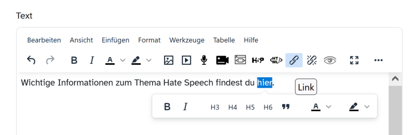 ByCS | Texteditor - Link einfügen