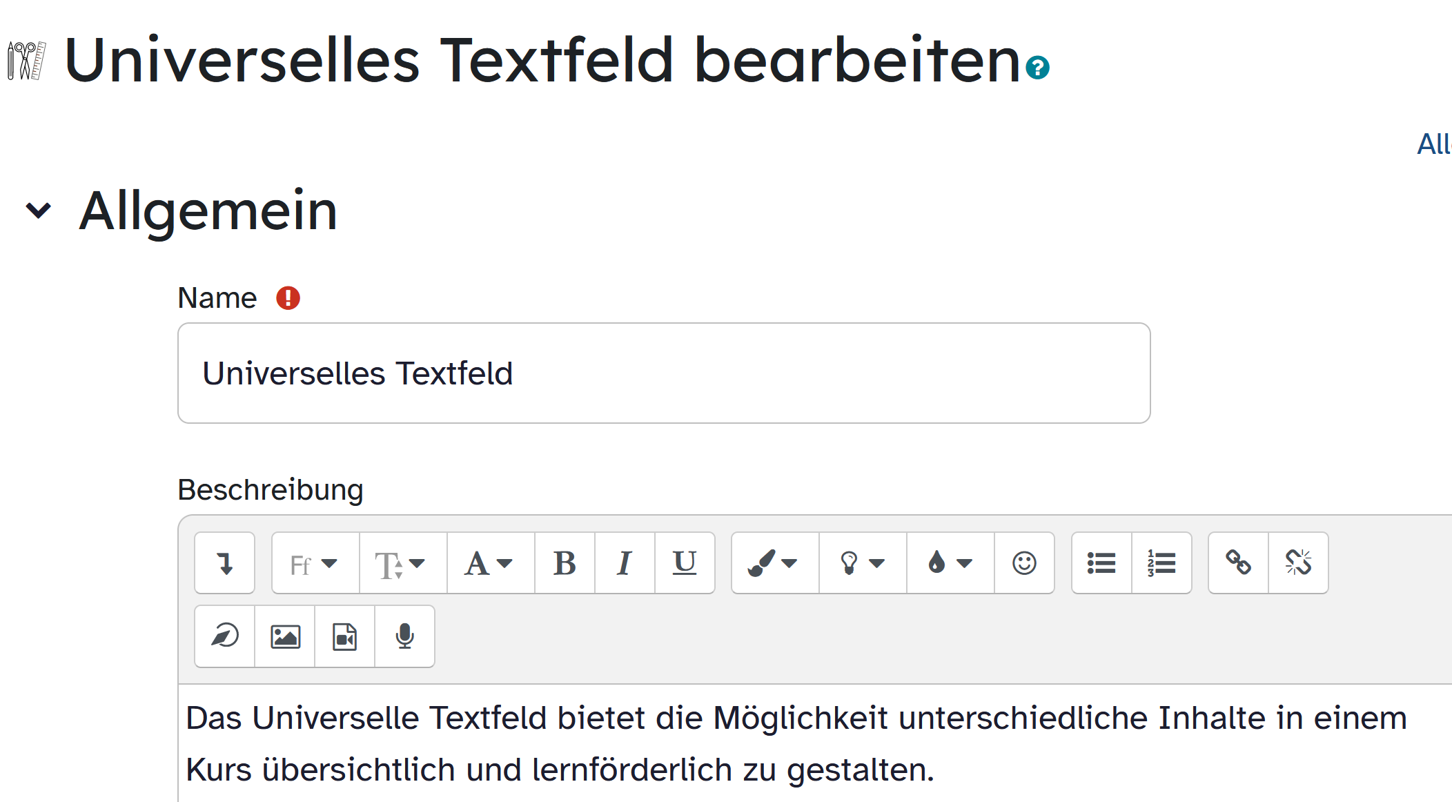 ByCS | Universelles Textfeld anlegen