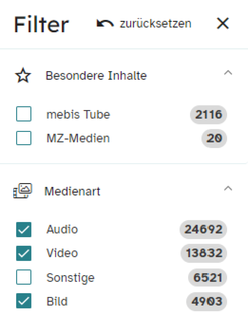 ByCS | Suchergebnisse filtern
