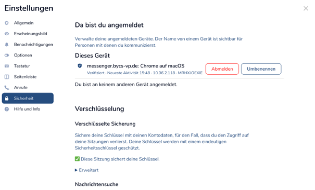 ByCS | Allgemeine Sicherheitseinstellungen anpassen