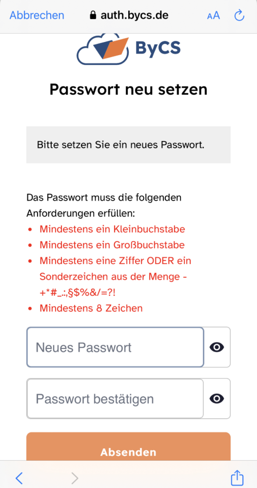 ByCS | Sich im Messenger anmelden (iOS)