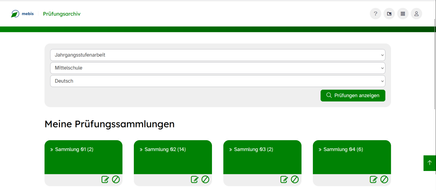 ByCS | Meine Prüfungssammlungen aufrufen