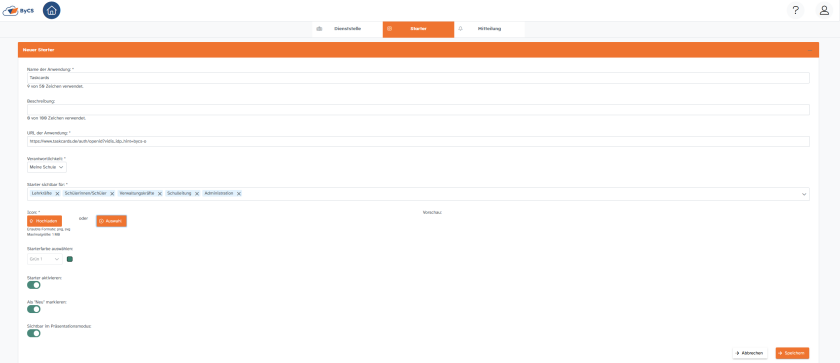 ByCS | Starter für VIDIS-Anwendung anlegen