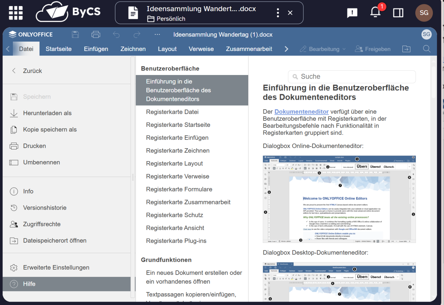 ByCS | Hilfe in Office aufrufen